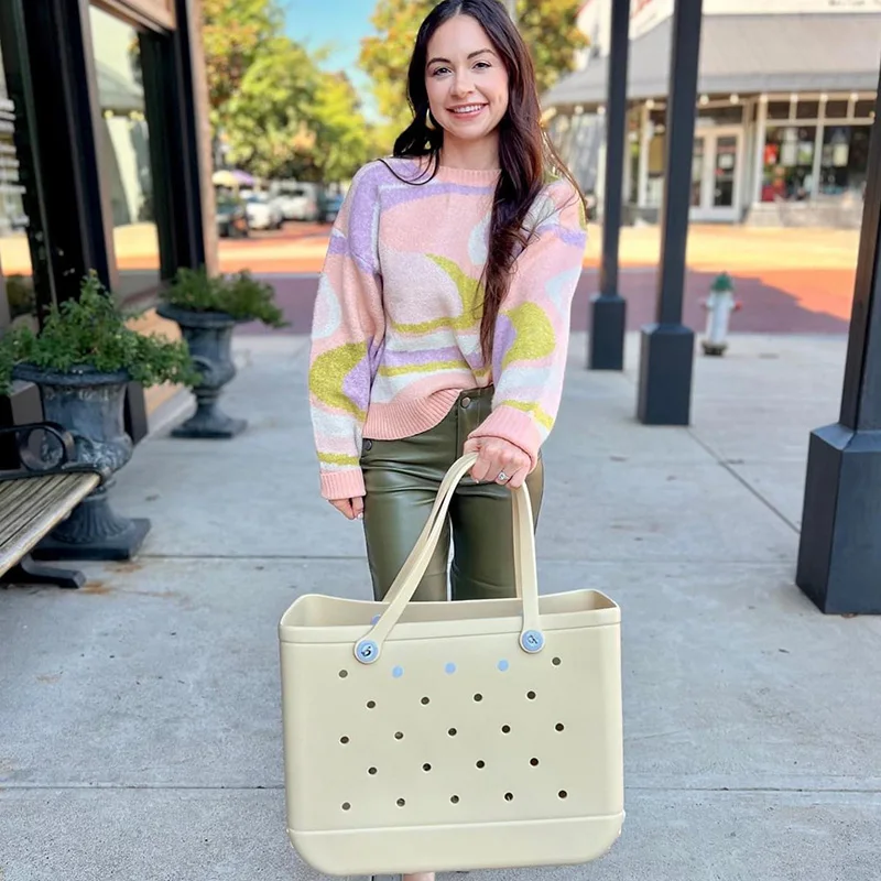 Hot Factory Wholesale Fashion Beach Waterproof Eva Silicone Summer Rubber Handbags Custom Logo ...