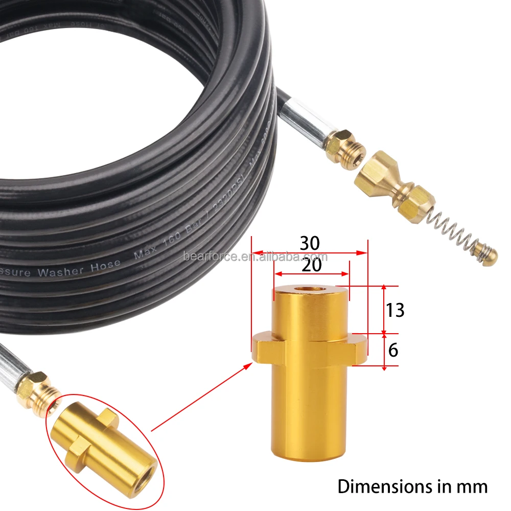 Pressure Washer Sewer Drain Cleaning Hose Kit with Spring Jet Nozzle ...