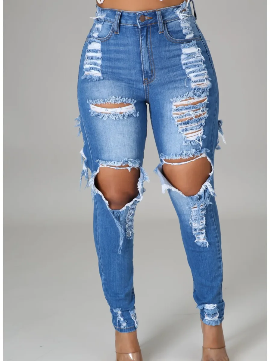 Women Fashion Plus Size Scratched Ripped Women's Jeans Pants - Buy Women's Jeans,Ripped Jeans ...