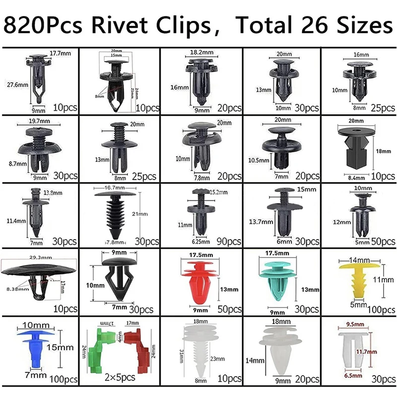 Bumper Retainer Clips Car Plastic Rivets Fasteners Push Retainer Kit ...