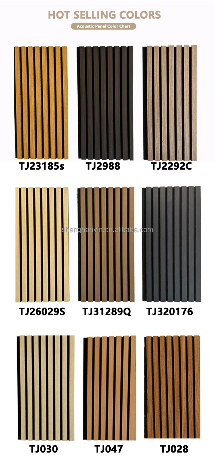Interior Decor Wood Slat Wall Panel 35mm Slat Sound Absorbing PET MDF ...