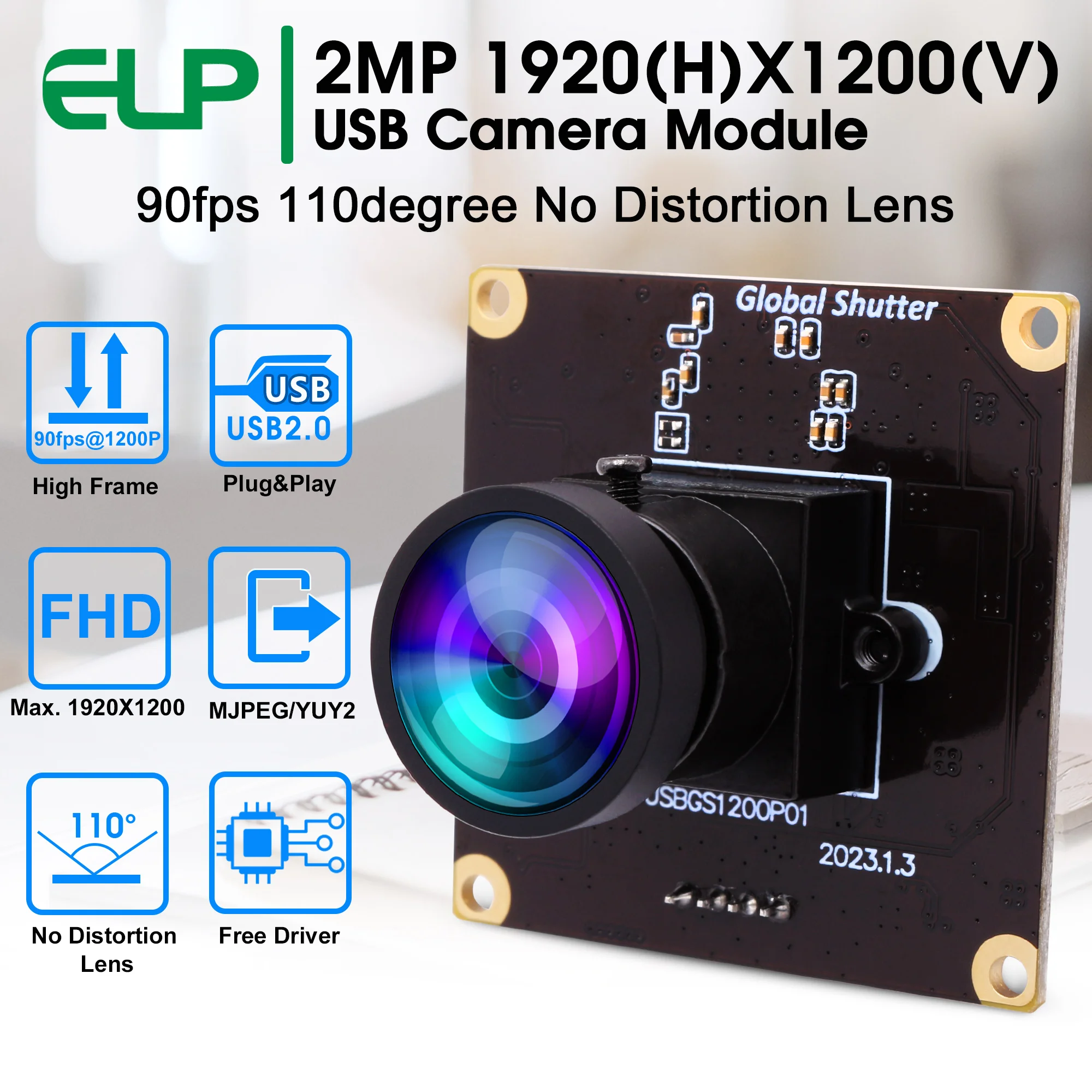 2.3mp Global Shutter 1200p/ 1080p 90fps Ar0234 Full Hd Usb Webcam ...