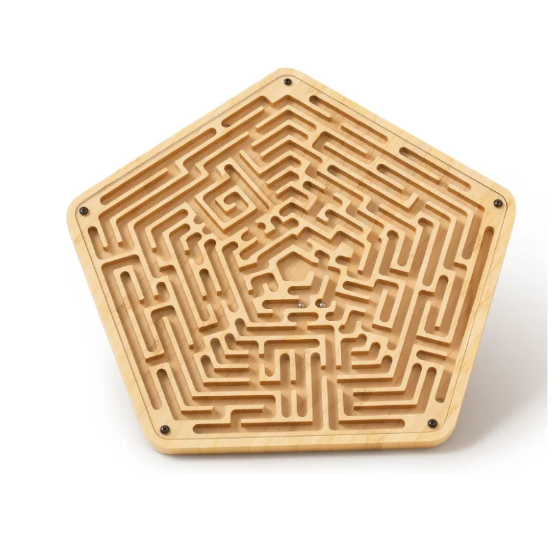 Wooden Marble Maze Games Wooden Labyrinth Board Game with Two Metal ...