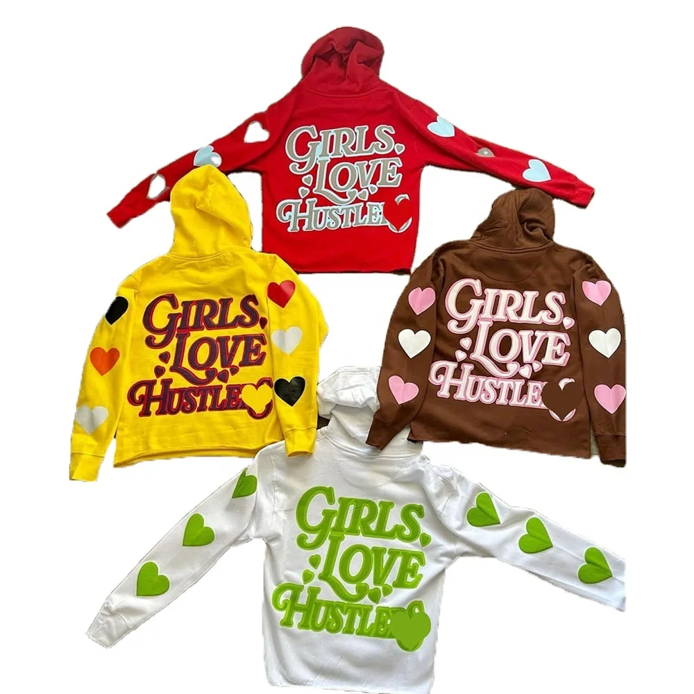 Ky New Oem Streetwear Puff Print Cut Edge Custom Raw Hem Hoodie For Men ...