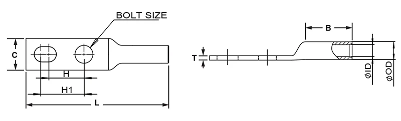 Universal Two-hole Specialized Large Wire Code Conductor Tinned Copper ...