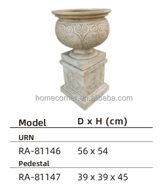 Roman Style White Flower Pot Fiber Clay Outdoor Urn Stone-looking ...