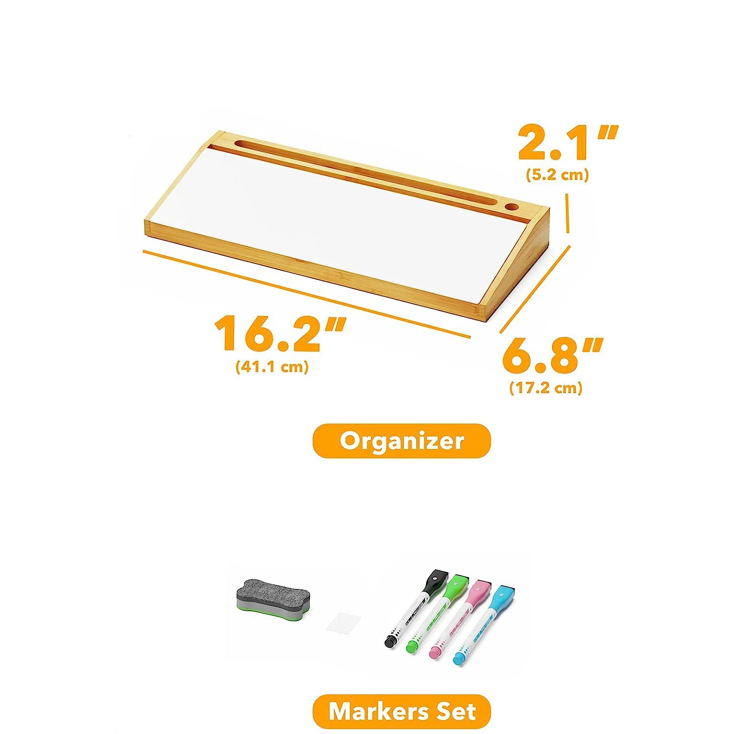 Bamboo Desktop Whiteboard With Organizer Box,Office Desk Dry Erase ...