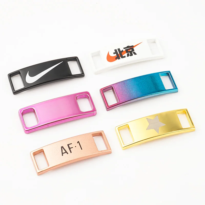 Custom Logo Metal Shoelace Charm Engraved Shoelace Lock Metal Tag ...