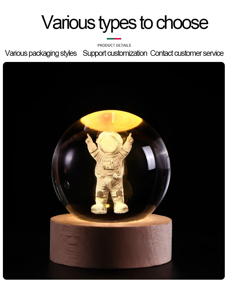Crystal Solar System Sphere - Elegant 3D Laser Engraved Gift