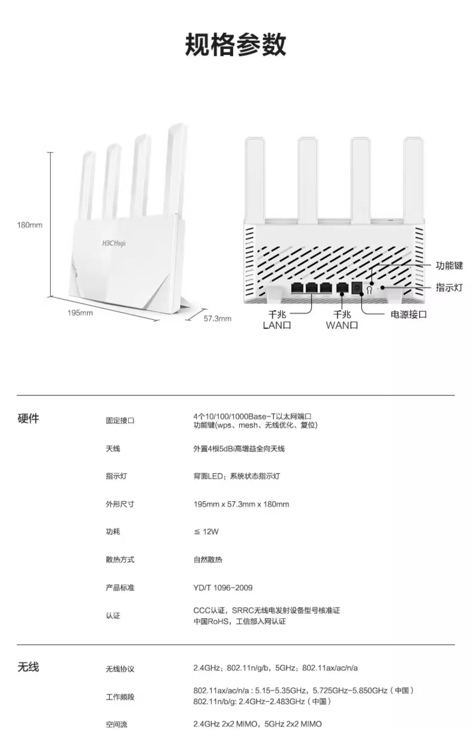 H3C NX15 Wi-Fi 6 Gigabit Modem for Home Office EasyMesh 1500Mbps ...