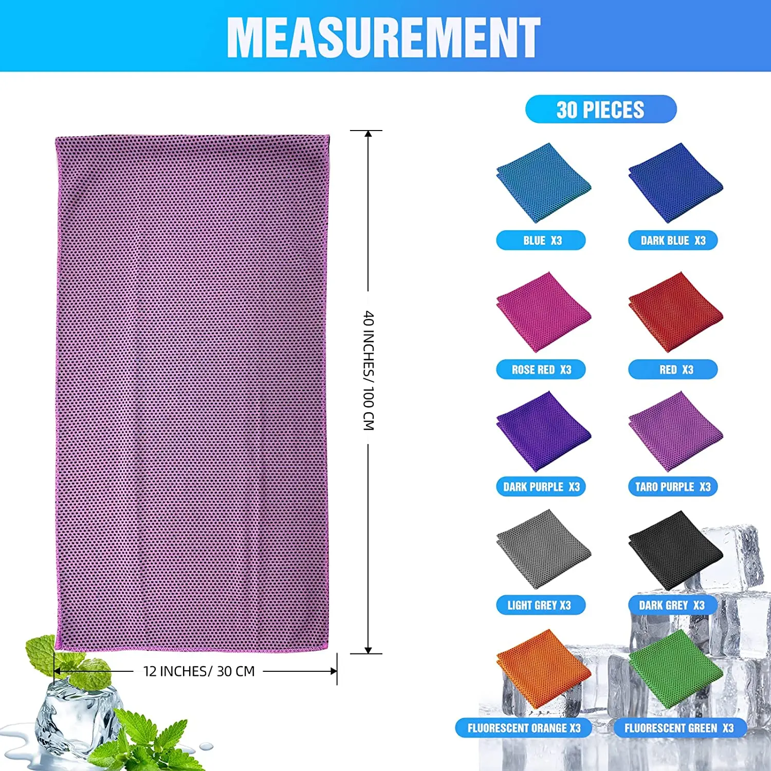 Polyester Instant Ice Chill Cool Towel Instant Cooling Sports Custom ...