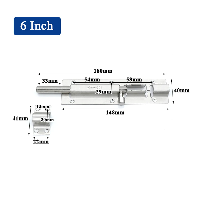 Stainless Steel Barrel Tower Bolt Door Latch Lock Gate Latch