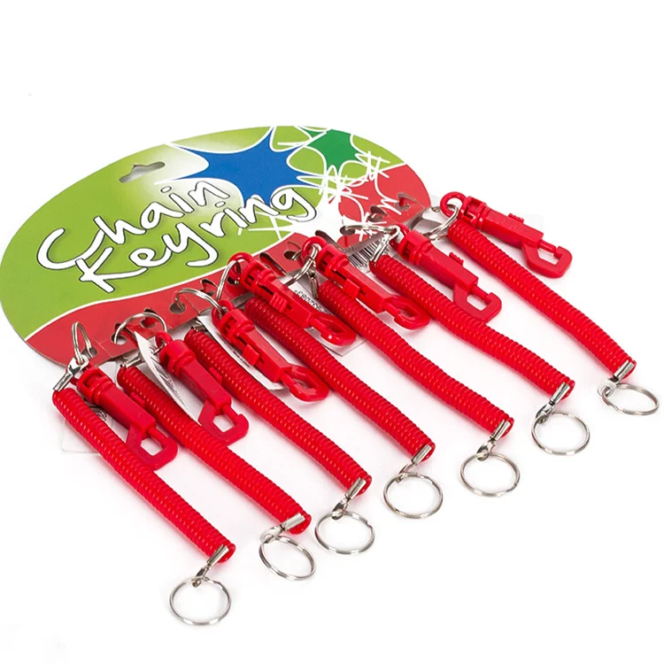 Retractable Spring Coil Keychain Spiral Lanyards Hooks Wrist Coil Key ...