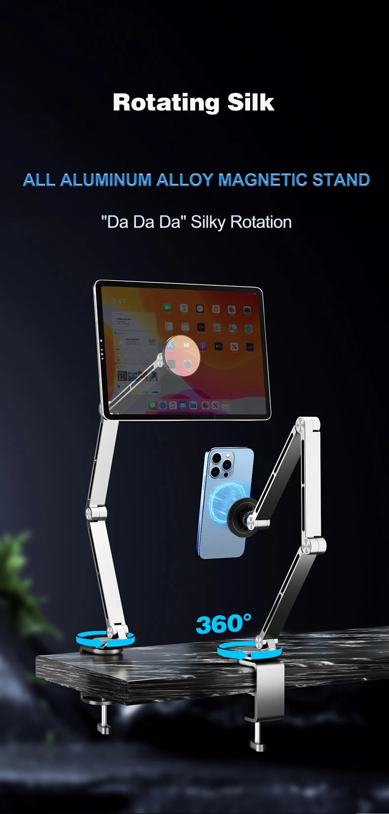 Magnetic Stand Aluminum Alloy - Portable & Adjustable Mount