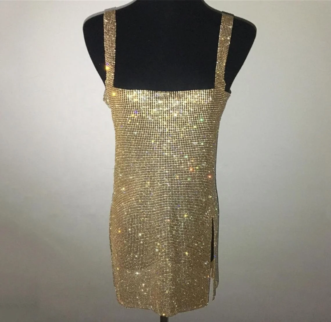 Metallic Twinkle Silver Club Sleeveless Backless Dress Party Mini Club ...