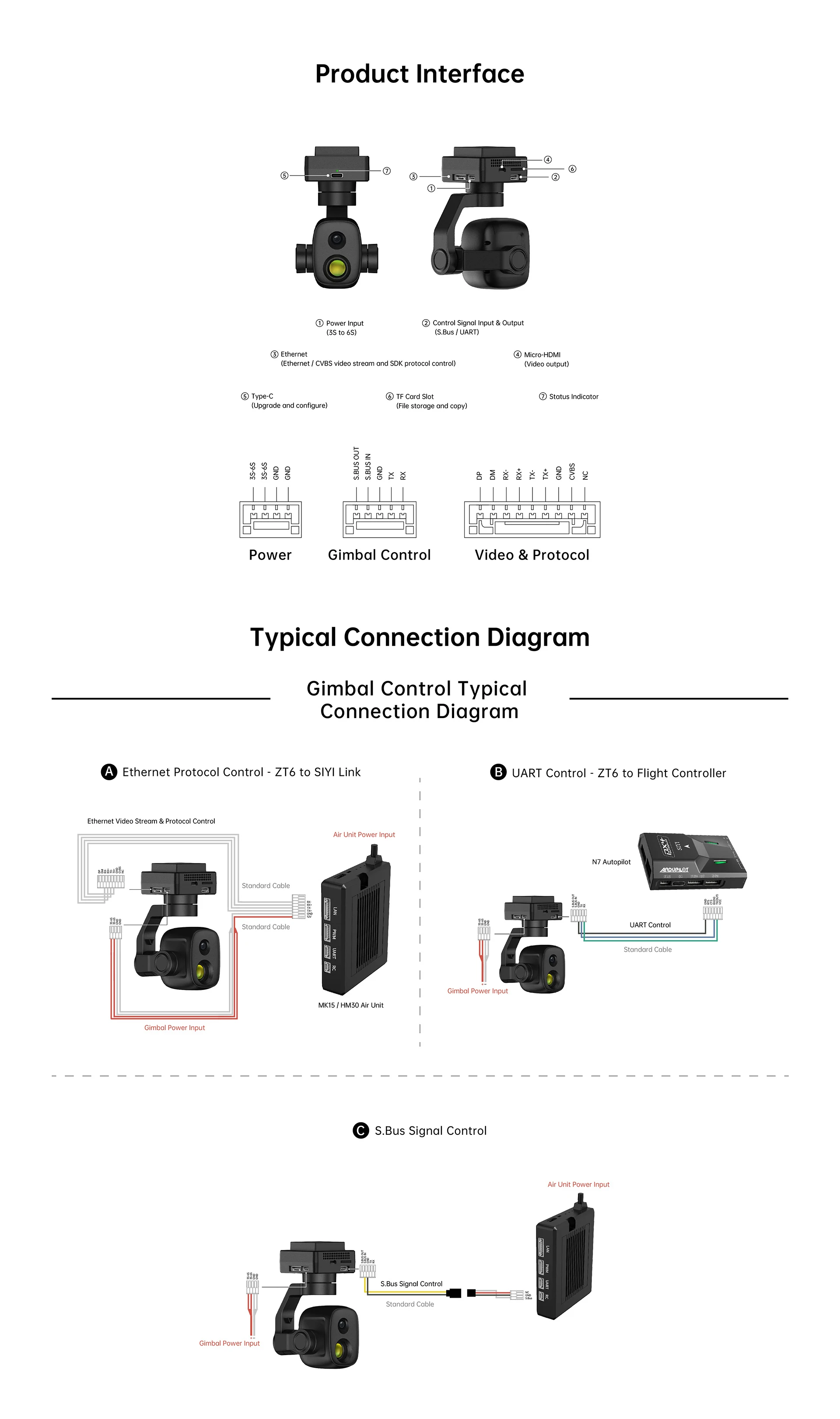 SIYI ZT6 Mini 3-Axis Optical Gimbal Camera Pod Dual Sensors 4K 8MP 6X ...