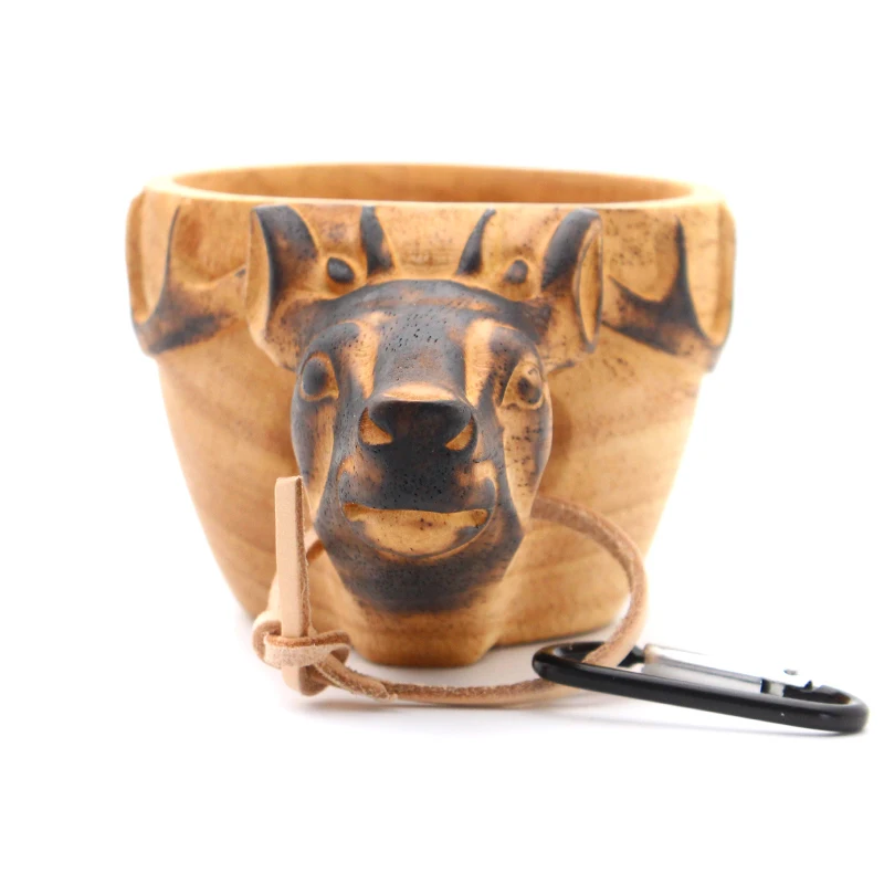 Wooden Nordic Style Handmade Finnish Kuksa Guksi Animals Head Cup With ...