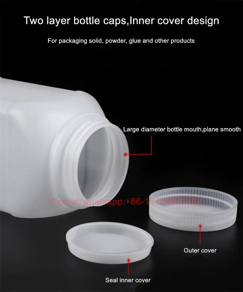 Laboratory Hdpe Square Chemical Plastic Biochemistry Powder Medical Reagent Bottle Jar 50ml ...