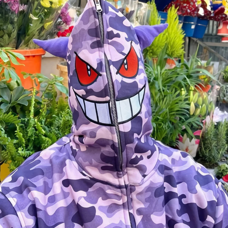 Streetwear Hip Hop Full Zip Up Hoodies Custom Logo All Over Print ...