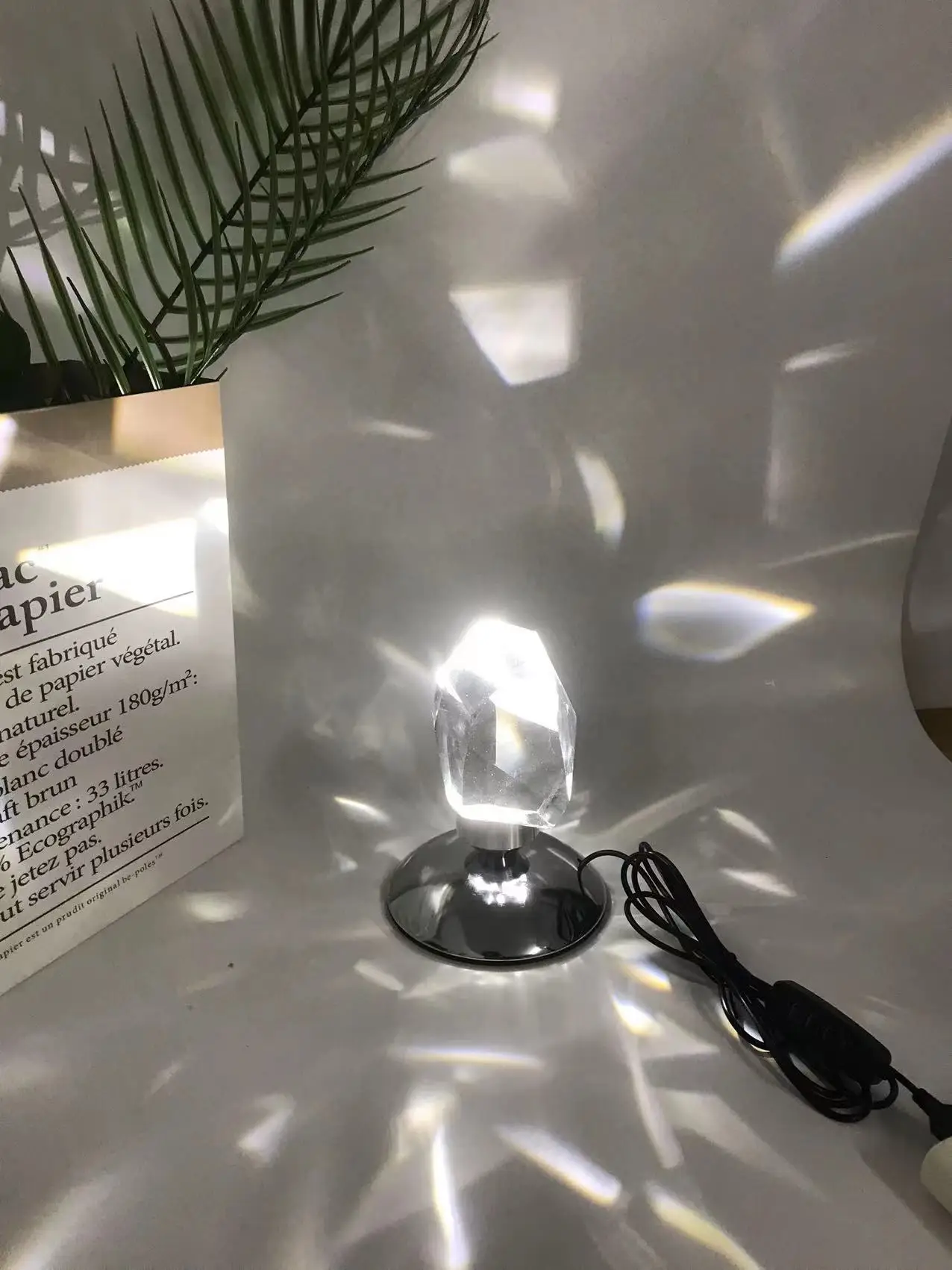 Light Shadow Atmosphere Night Dimmable Desk Lamp Crystal Charging Led ...