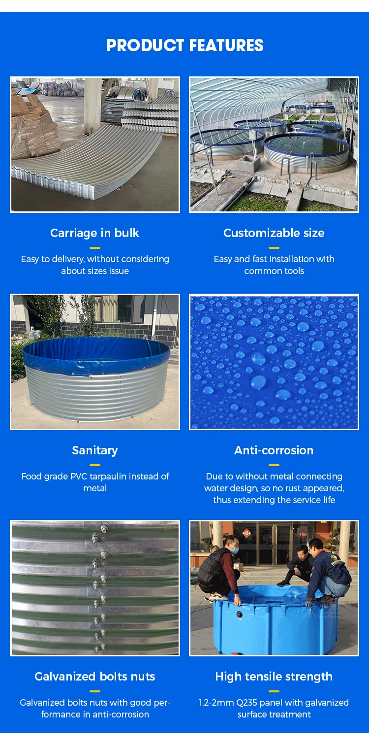 Galvanizee Steel Corrugated Water Tank Round Water tank for Big Fish ...