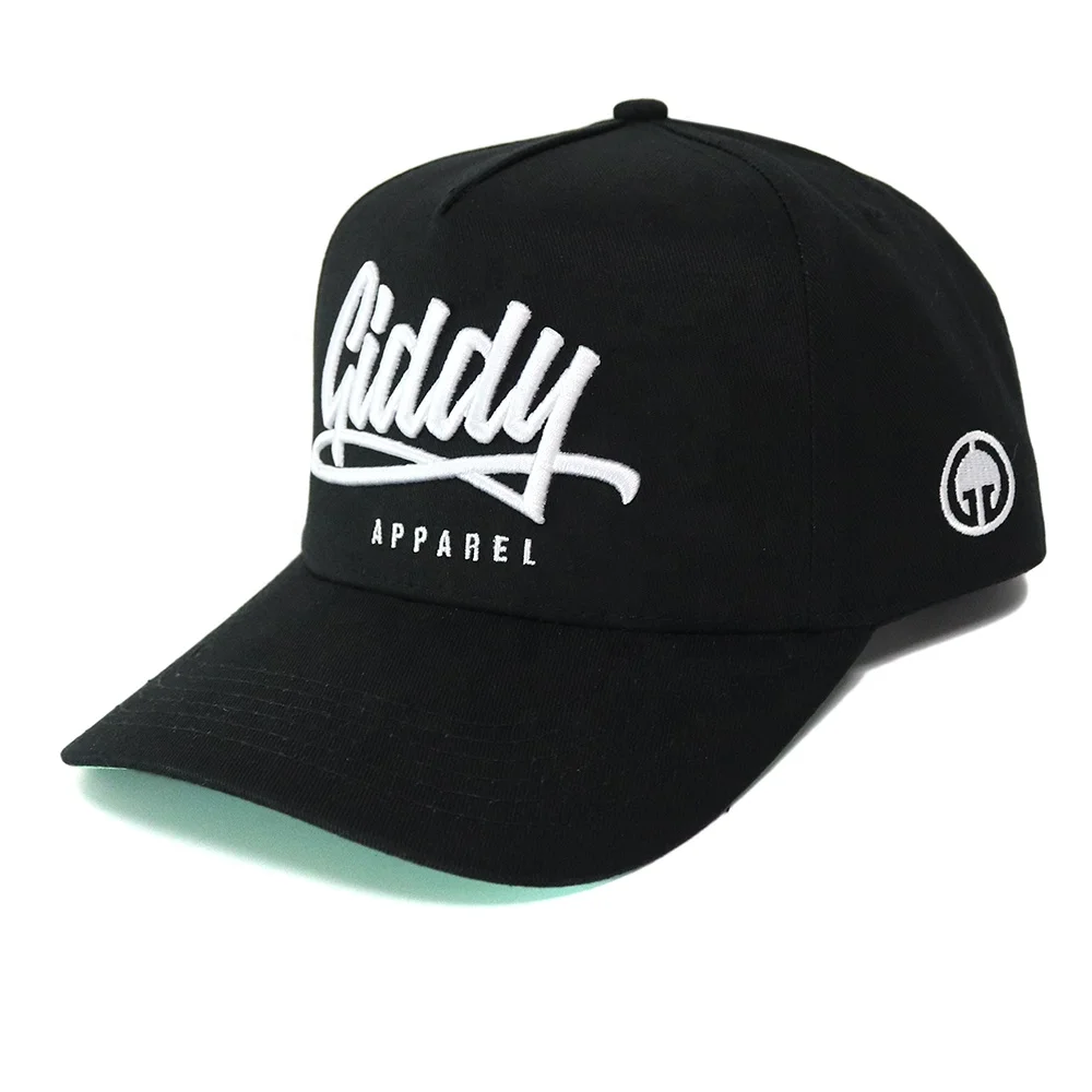 Alibaba.com: Custom Black with Green Two Toned 5 Panel Snapback Curved ...