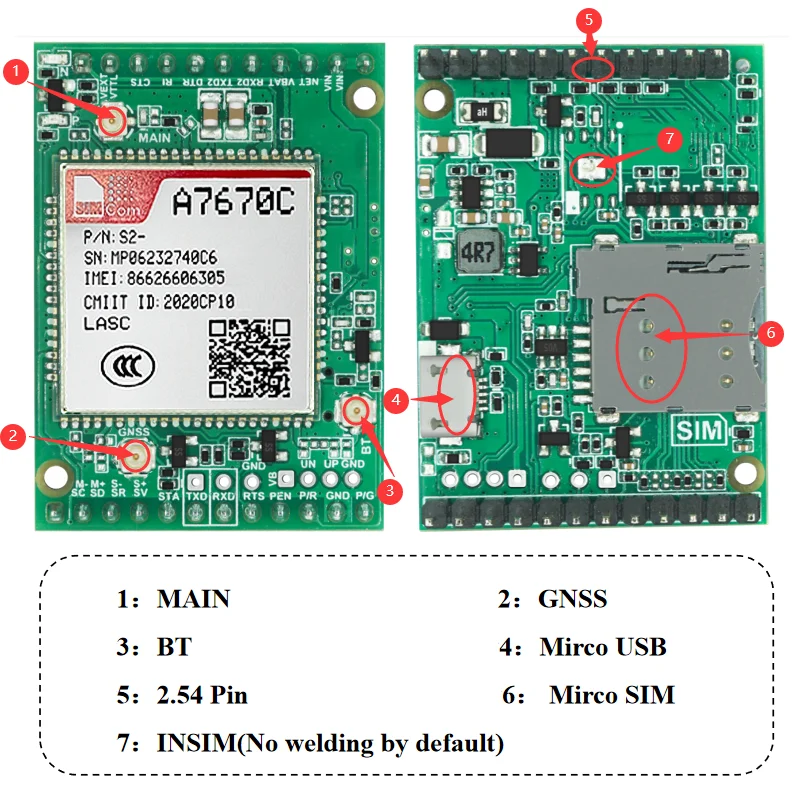 SIMCOM A7670C-LASC A7670G-LABE A7672SA-LASE A7672S-LASE CAT1 Wireless Development Core Board ...