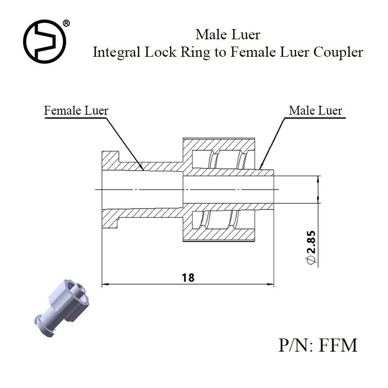 Medical Barbed Male Luer Integral Lock Ring To Female Luer Coupler Luer ...