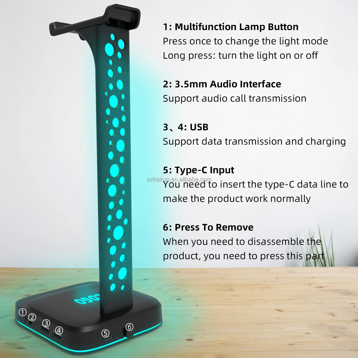 New Design Gaming Headset Holder 2 Usb Port Rgb Led Headphones Headset ...