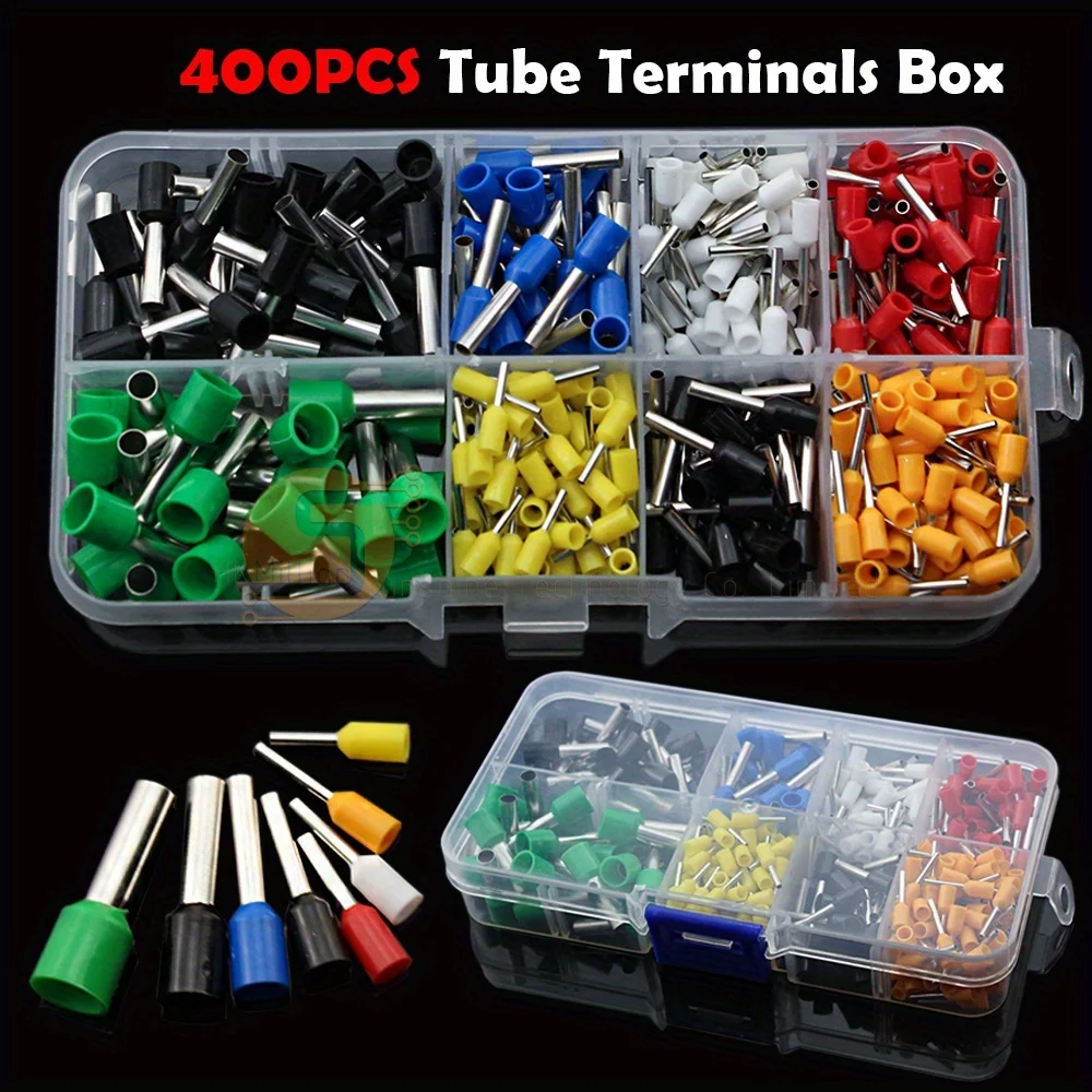 400pcs VE Tubular Terminal Kit 8 Size Insulated Cord End Connectors ...