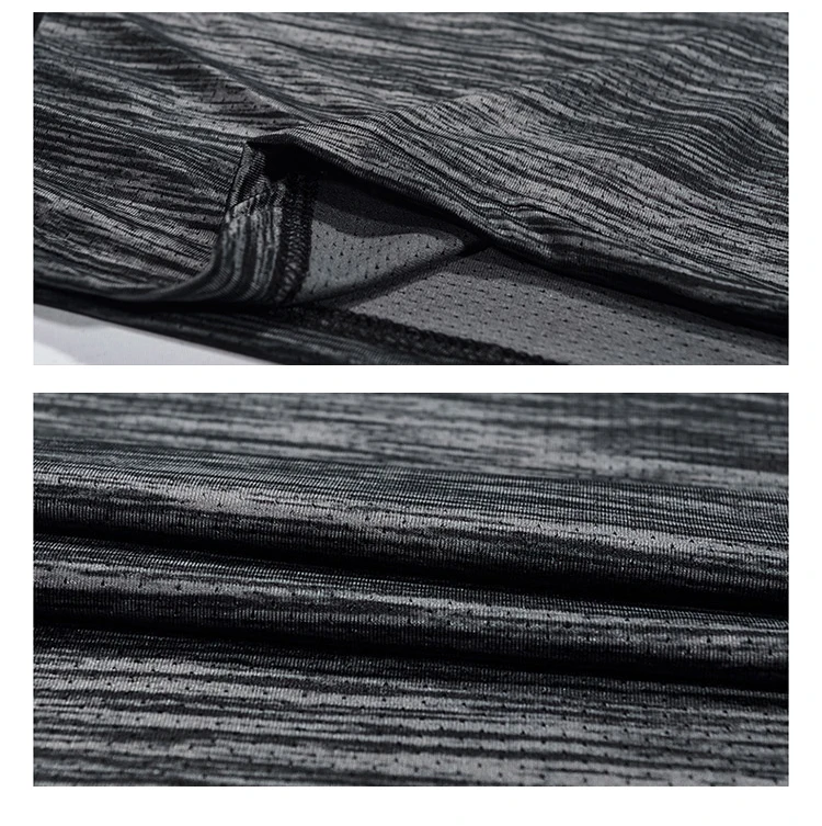 Quick Dry Elastic Short Sleeves Knitted Polyester Spandex Climbing ...