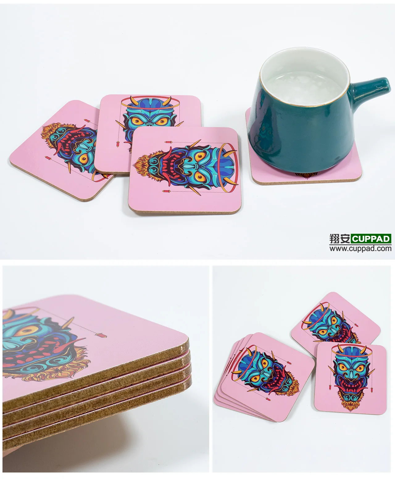 Oem Customize Lamination Melamine Printed Sublimation Mdf Coasters Cork ...