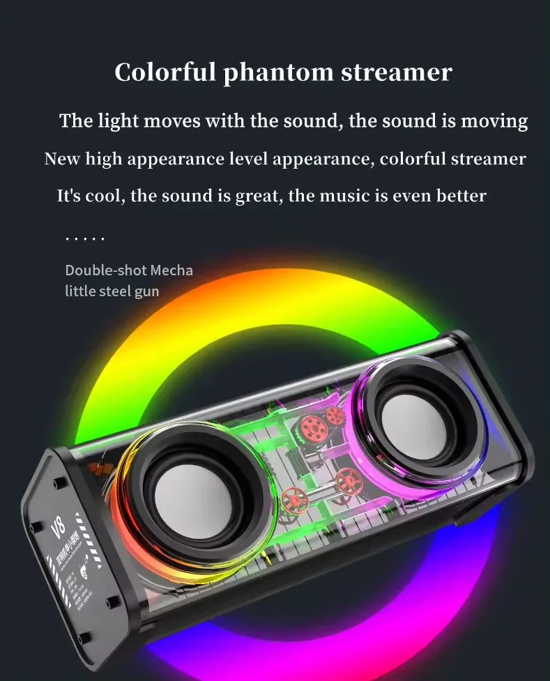 V8 BT Wireless Speaker - Portable, Colorful, and Waterproof