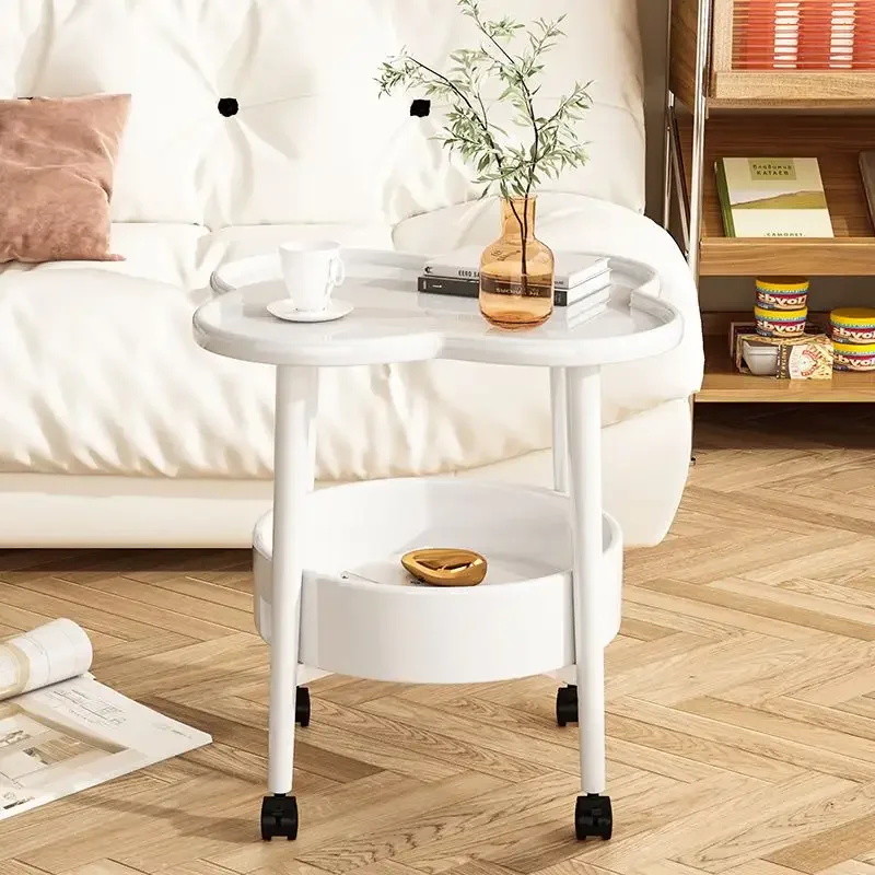 Metal Wooden Wood Modern Mobile Coffee Tables Mini Corner Small Clover ...