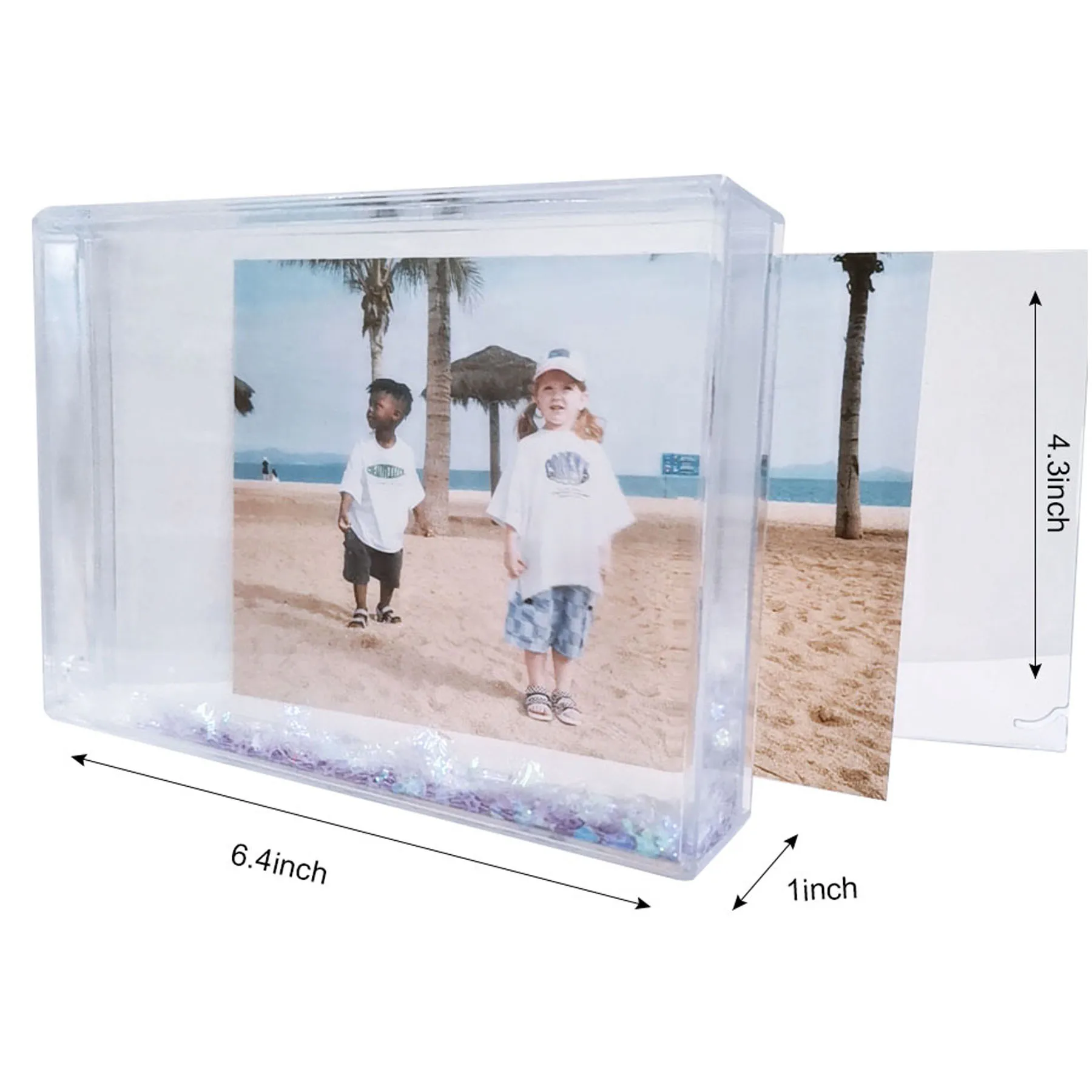 Water Snow Globe Resin Acrylic Photo Frame 4x6 5x7 Inch Glitter Water ...