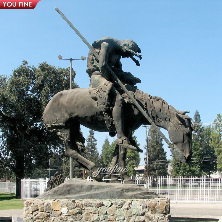 Outdoor Garden Life Size Remington Bronze Statue Horse Riding Sculpture ...