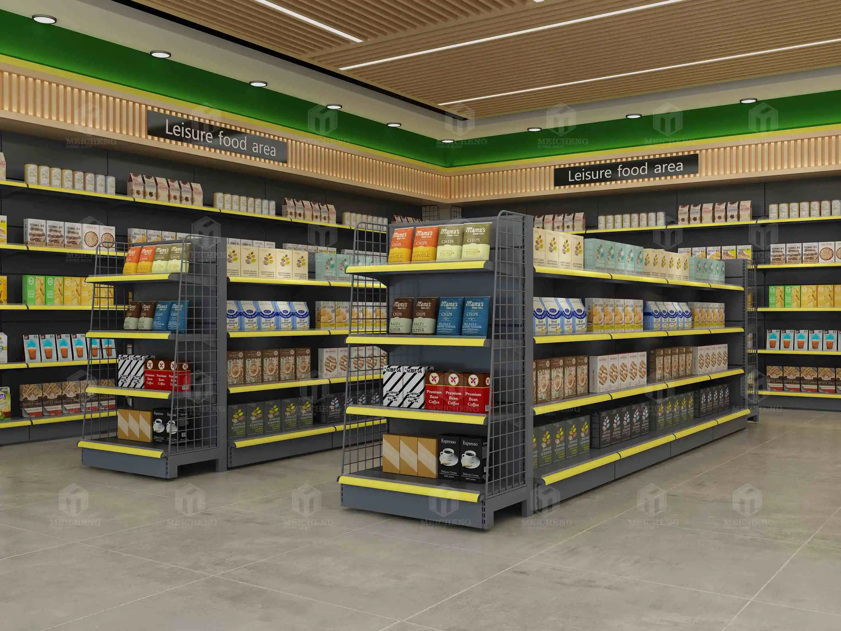 Meicheng Custom Supermarket Layout Kiosk Stands Rack Shelf Supermarket Display Stand Shelf ...