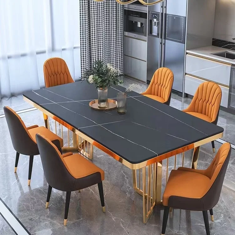 Modern Slate Top Dining Table Set For Dining Room Furniture Marble ...