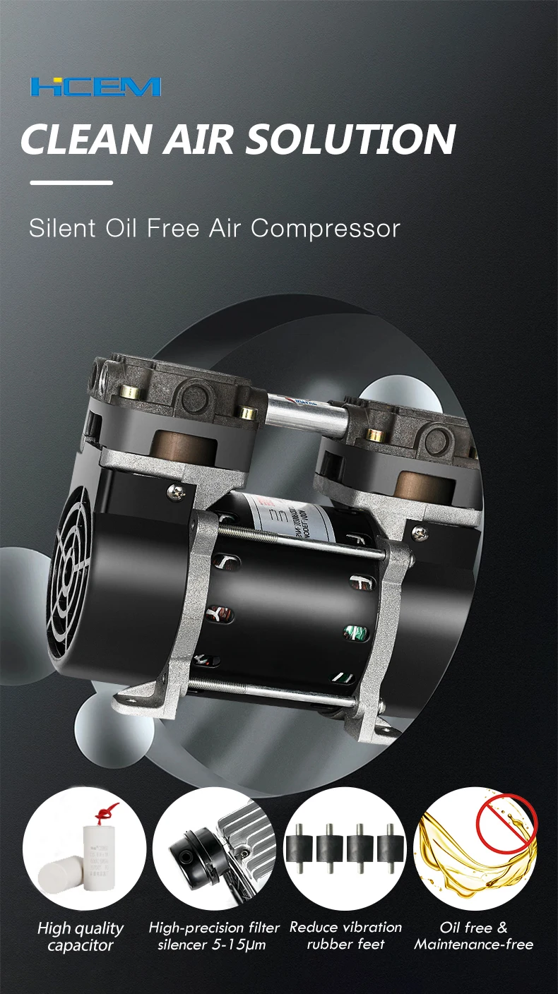 230W Oil-Free Air Compressor - Silent 7bar Pump Heads