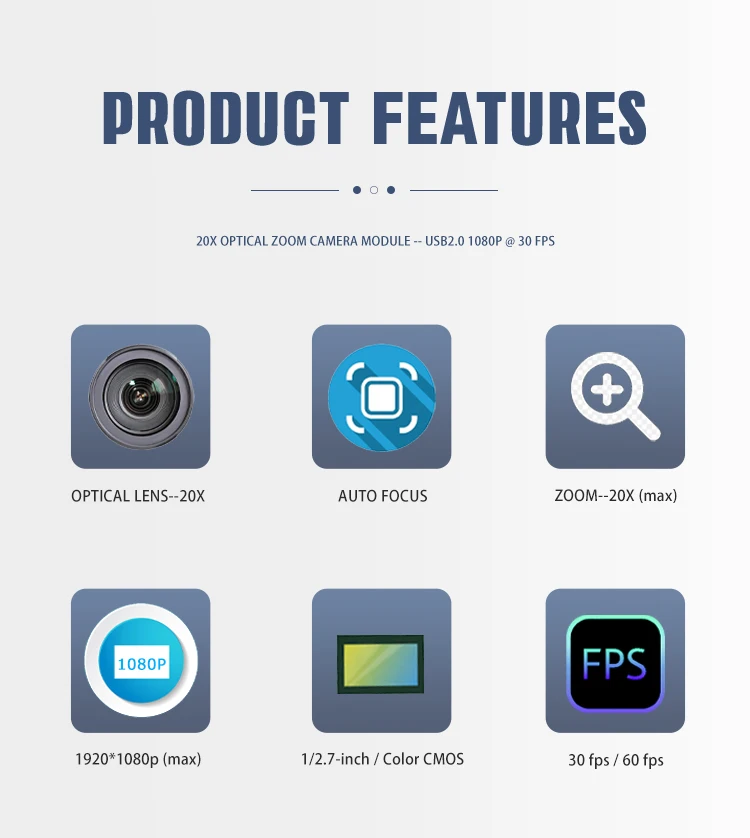 1080p 20X Optical Zoom Camera Module for Drone Detection