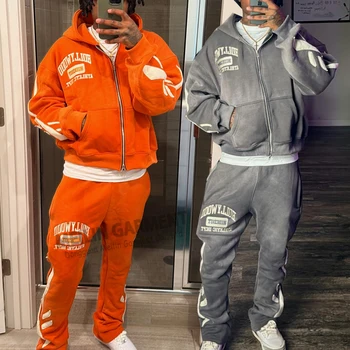 Custom Applique Patches Embroidery Jogger Tracksuit Sweatpants Set Men ...