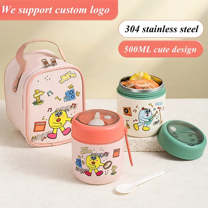 304 Stainless Steel Working Kids Bento Lunch Box Soup Cup Thermos For ...