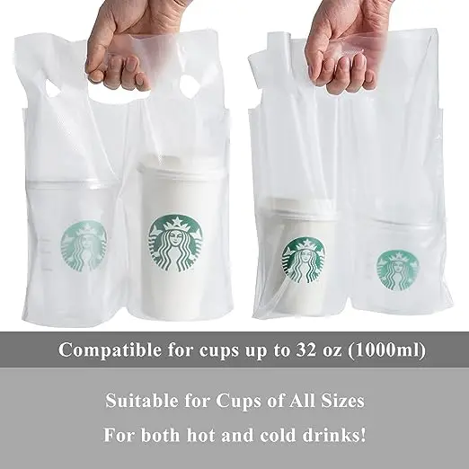 Recycled Custom Single And Double Cup Disposable Milk Tea Packaging Bag ...