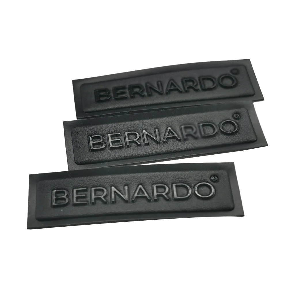 Durable Brand Embossed Raised Logo Blank PU Leather Custom Clothing ...