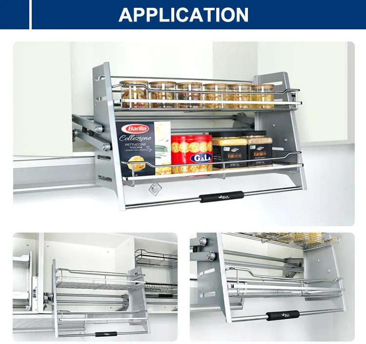 Kitchen Accessories Lift Basket Pull Down Shelves Cabinet Elevator ...