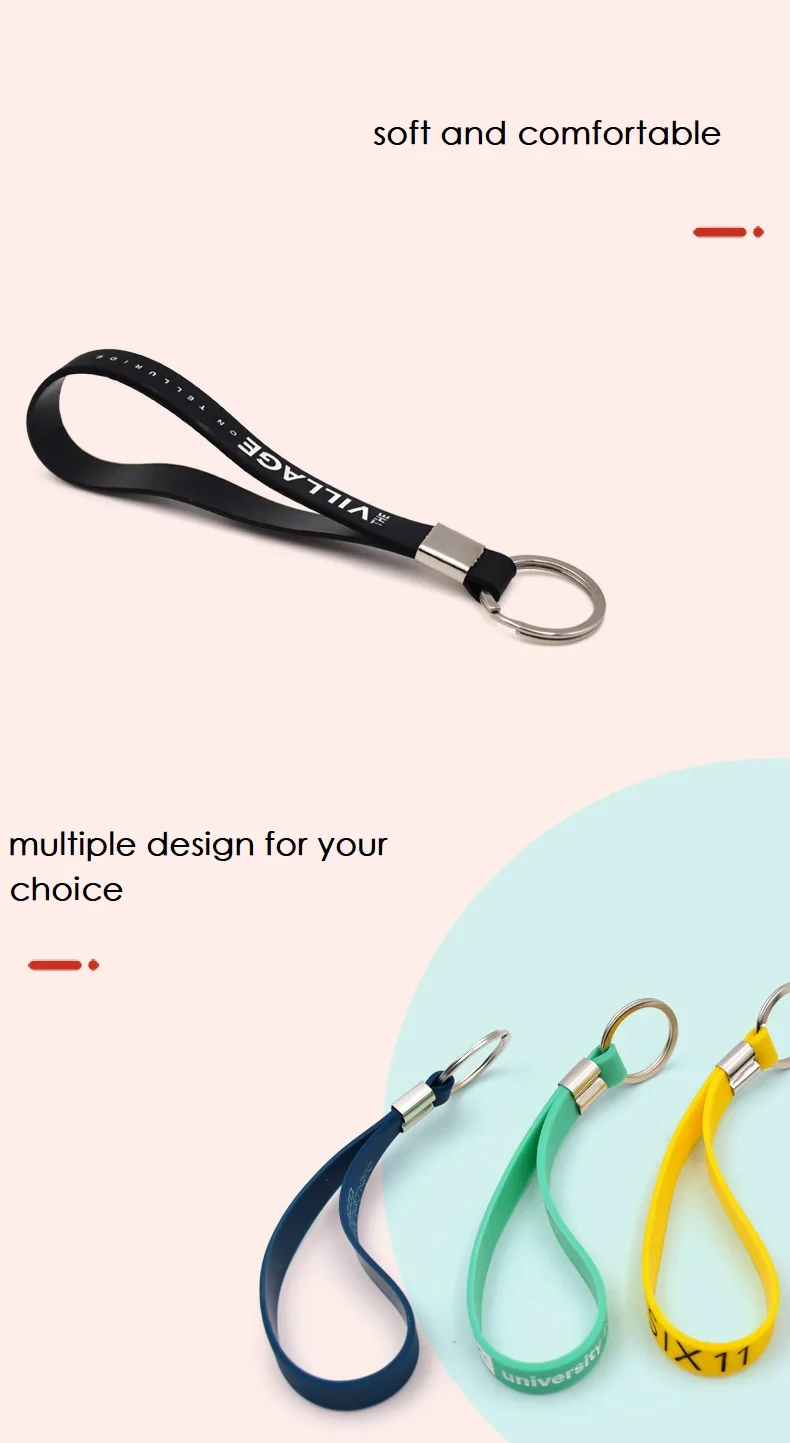 Silicone Keychain Bracelet Bulk Custom Logo Printing Engraved Rubber ...