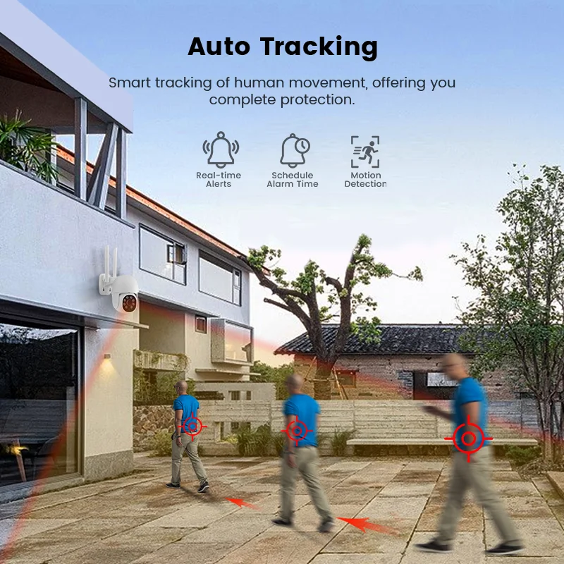 8MP Auto Tracking CCTV Dome PTZ Camera Full Color 4K Wifi Floodlight ...