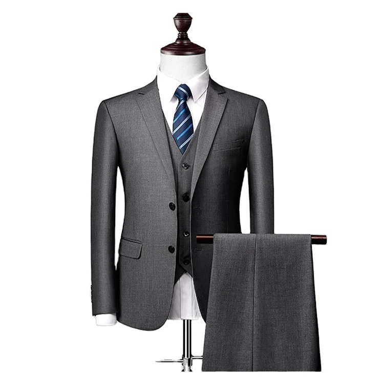 Three-piece Suit Male Professional Blazer Plus Size Suit Solid Color ...