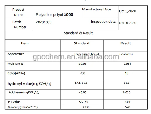 Polyether Polyol 3000 Tech Grade Cas NO 9003-11-6 for Polyurethane Foams| Alibaba.com