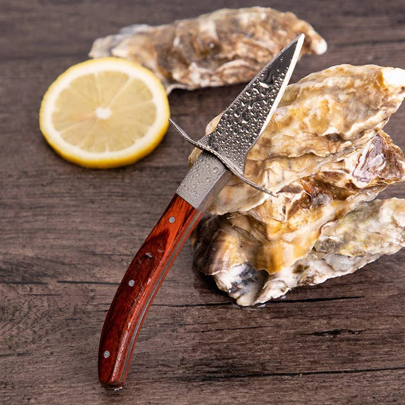 Stainless Steel Oyster Shucking Knife with Leather Sheath